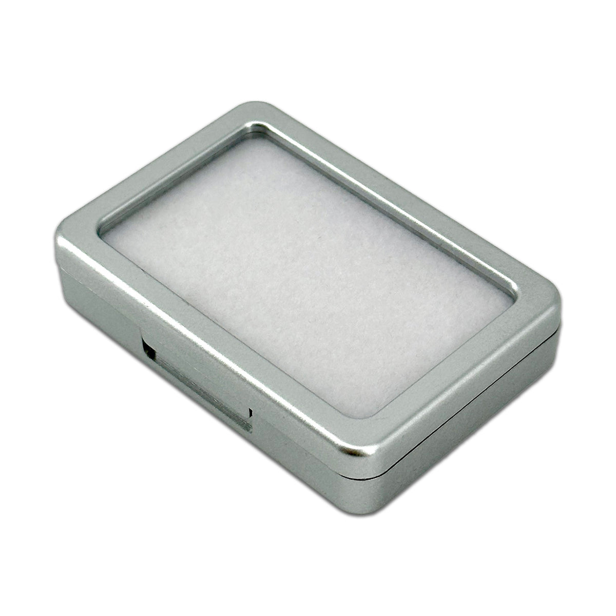 3" x 2" Silver Plastic Gem Stone Box with White Foam Interior – JPI Display