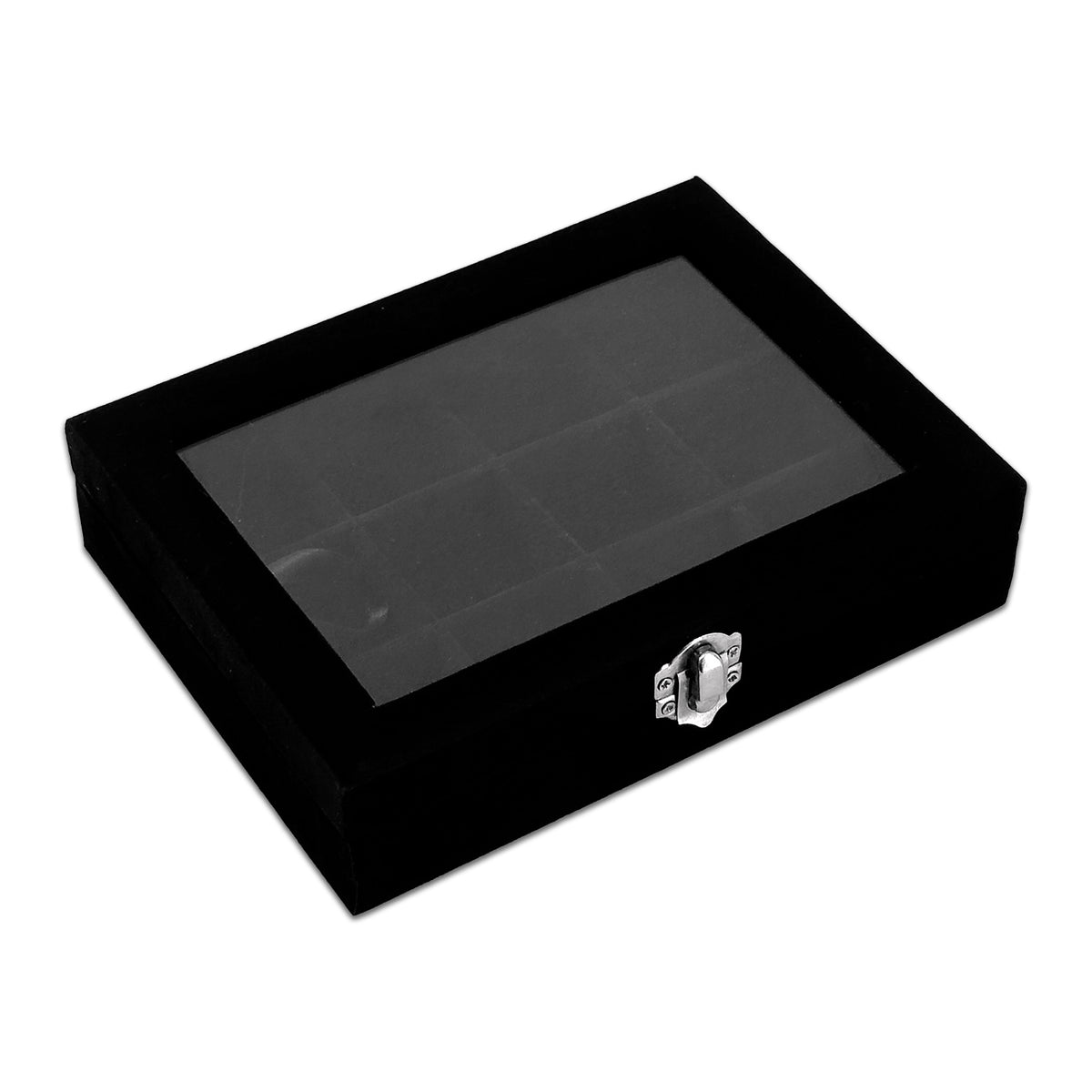 8" x 6" Black Velvet 12 Compartment Display Case with Glass Top – JPI ...