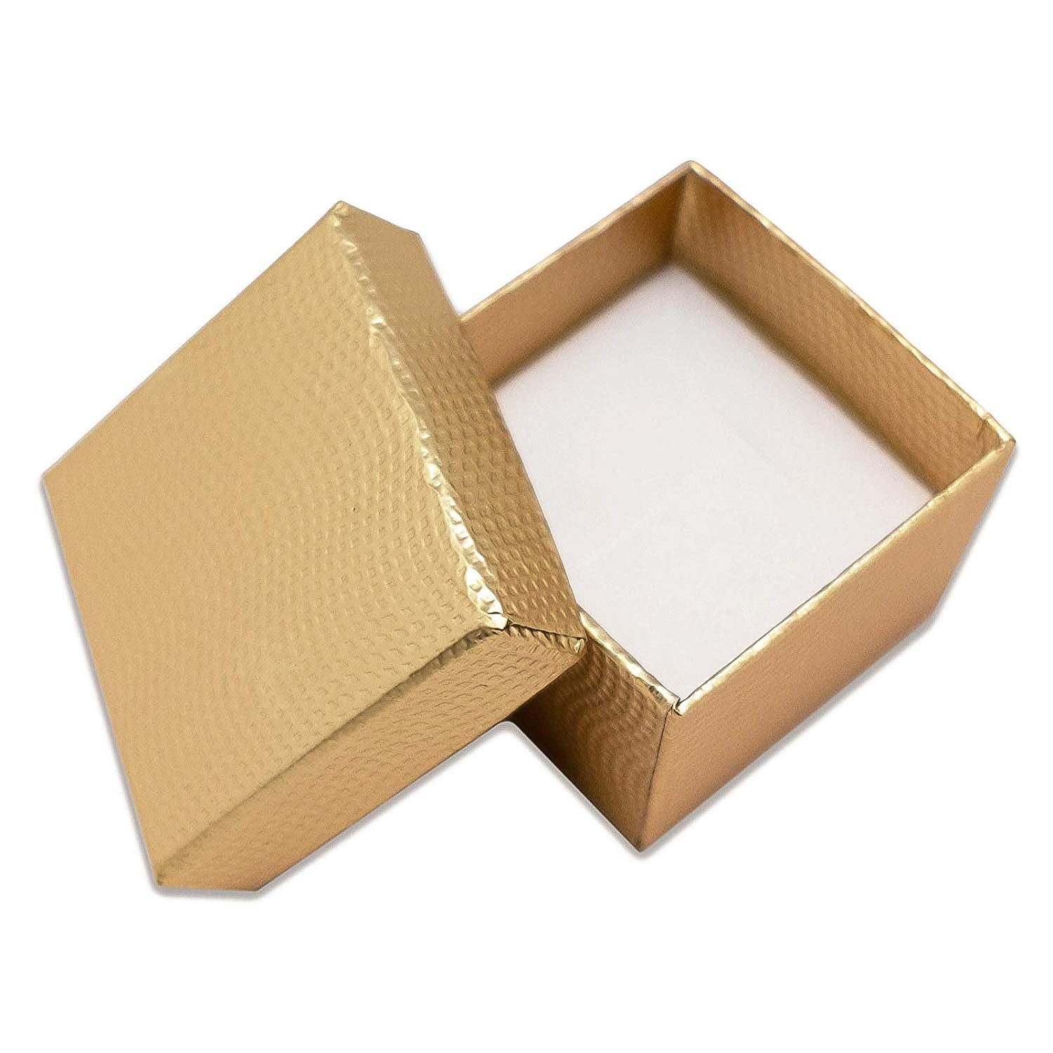 1 3/4" x 1 3/4" Gold Cardboard Jewelry Box with White Velvet Insert ...